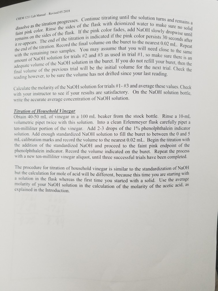 Solved CHEM 1211 Lab Manual Revised 05/2018 Acid Base | Chegg.com