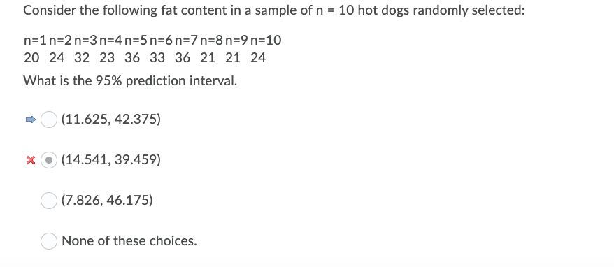 Solved Consider the following fat content in a sample of n = | Chegg.com