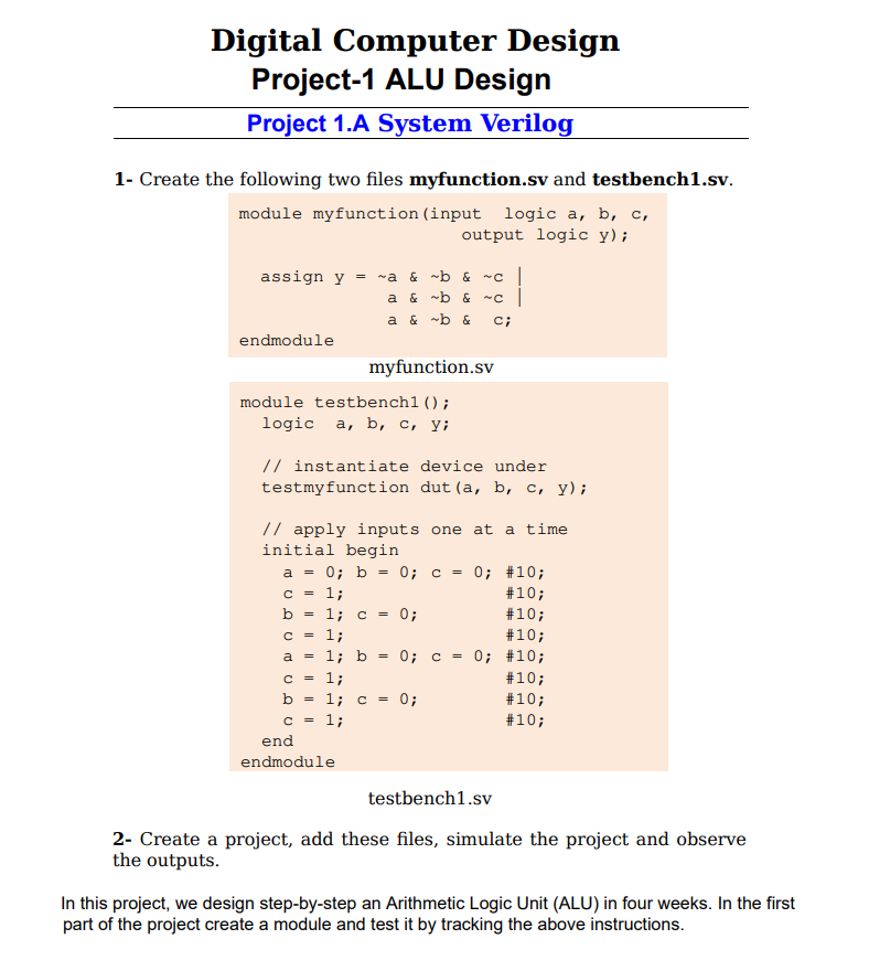 Solved 2- Create a project, add these files, simulate the | Chegg.com
