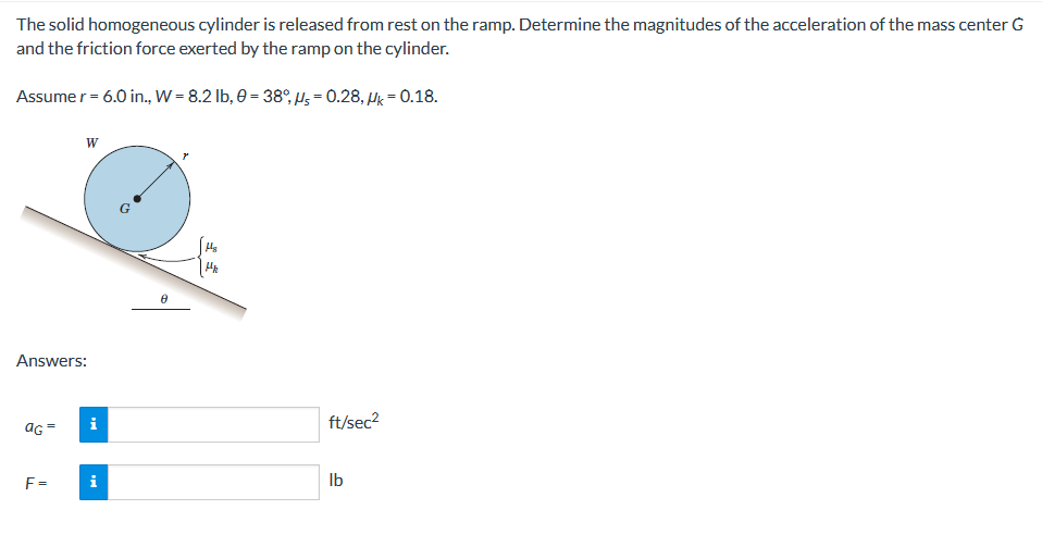 Solved The solid homogeneous cylinder is released from rest | Chegg.com
