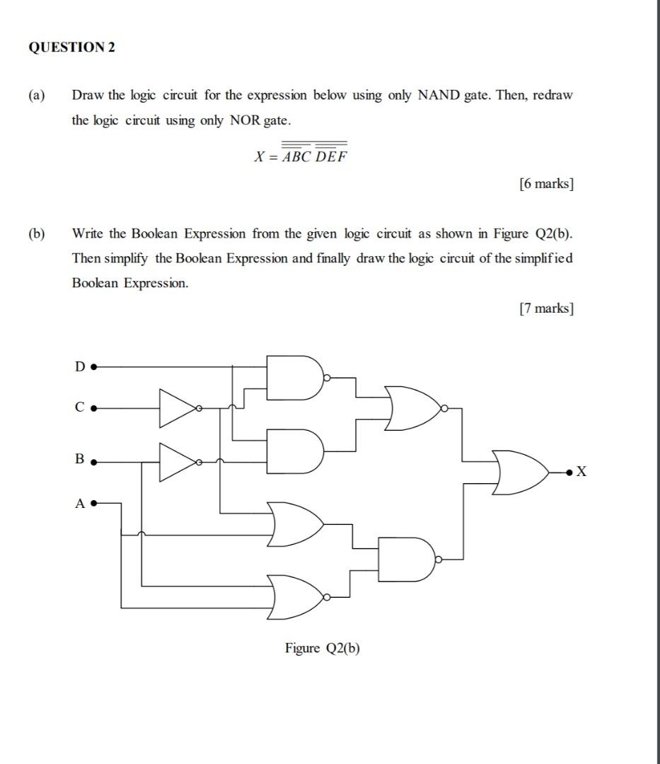 Solved QUESTION 2 (a) Draw the logic circuit for the | Chegg.com