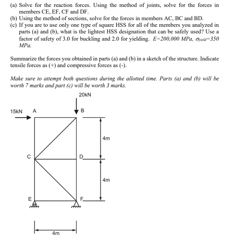 Solved (a) Solve for the reaction forces. Using the method | Chegg.com