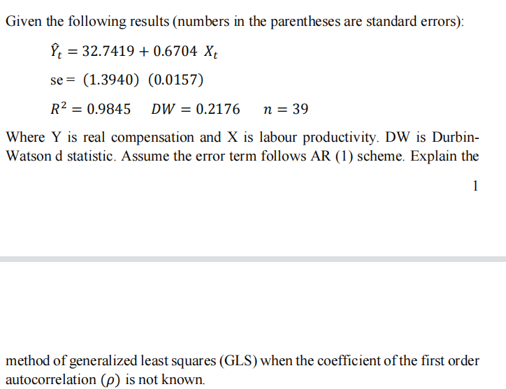 Solved Given the following results (numbers in the | Chegg.com
