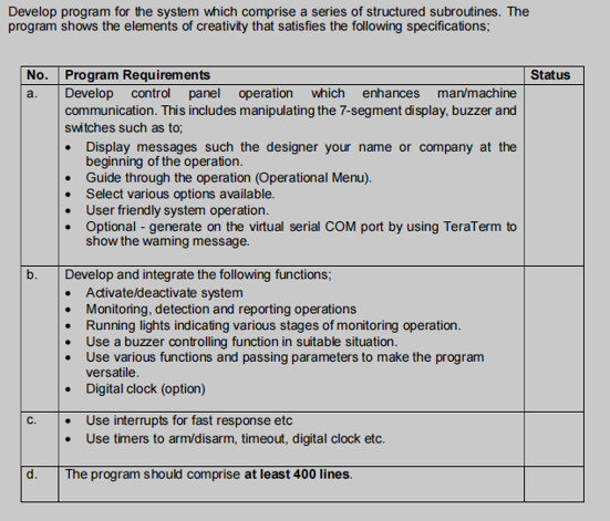 Solved Develop a program based on STM32 controller system | Chegg.com