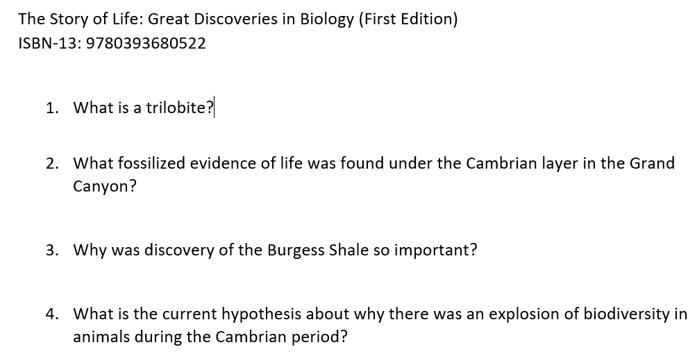 Solved The Story of Life: Great Discoveries in Biology | Chegg.com