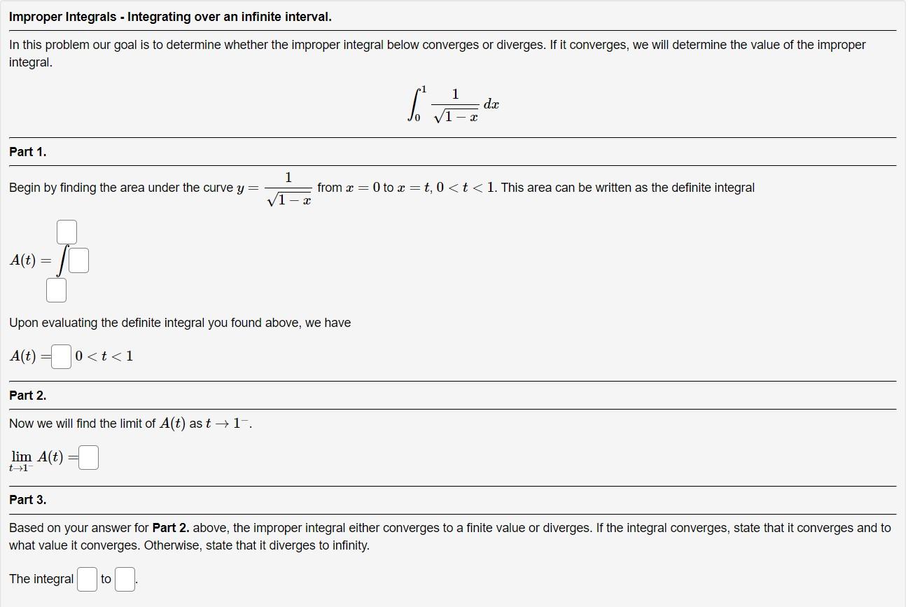 Solved Improper Integrals - Integrating over an infinite | Chegg.com Solved Improper Integrals - Integrating over an infinite | Chegg.com