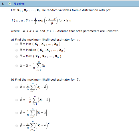 Solved 1. 12 points Let x1, x2, , Xn be random variables | Chegg.com