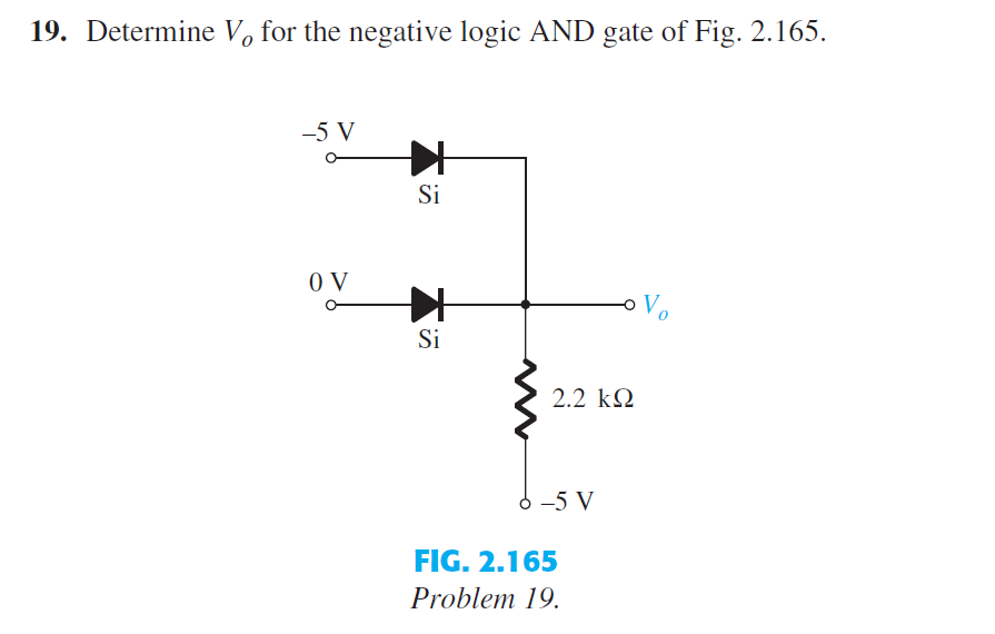 Solved 19. Determine Vo for the negative logic AND gate of | Chegg.com