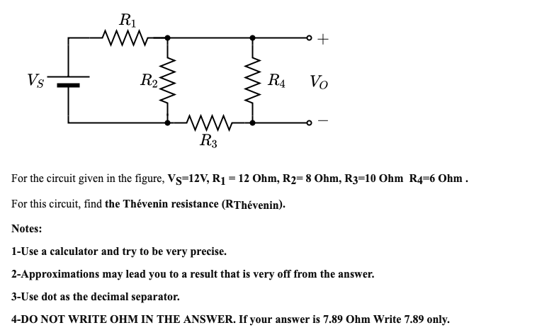 Solved R1 + Vs R2 R4 Vo R3 For the circuit given in the | Chegg.com
