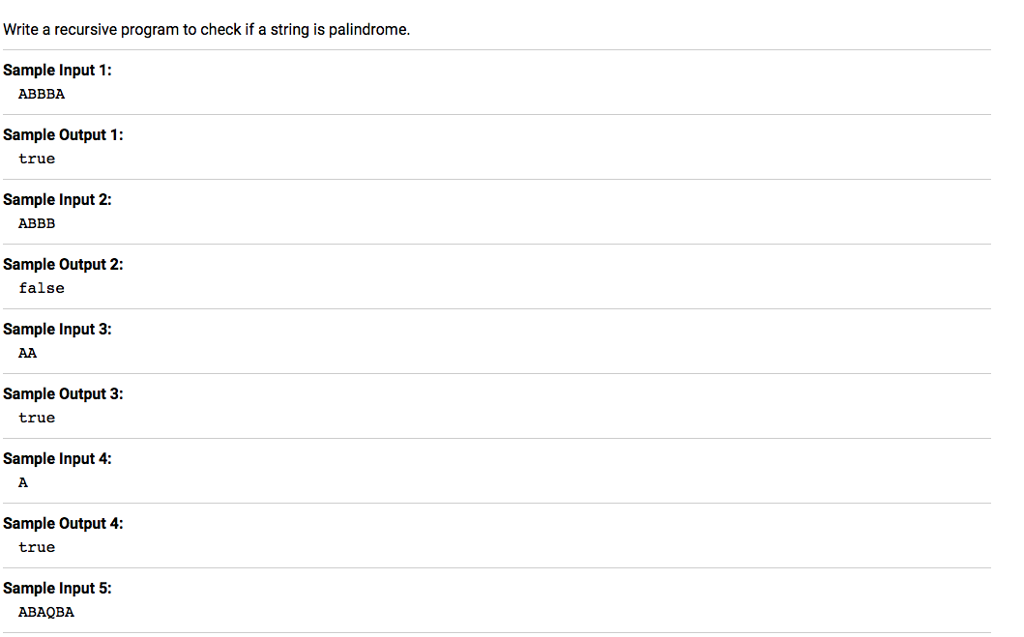 Solved Write a recursive program to check if a string is | Chegg.com