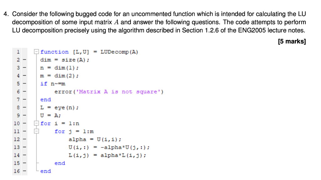 4. Consider the following bugged code for an | Chegg.com