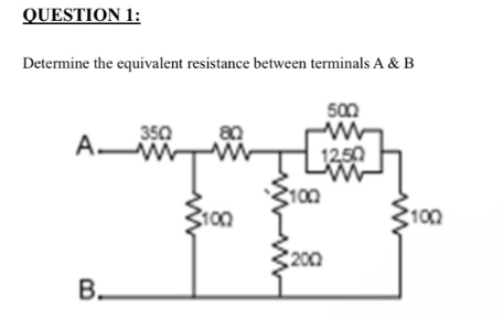 Solved Determine the equivalent resistance between terminals | Chegg.com