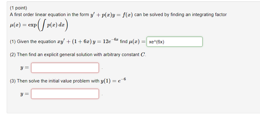 Solved A first order linear equation in the form | Chegg.com
