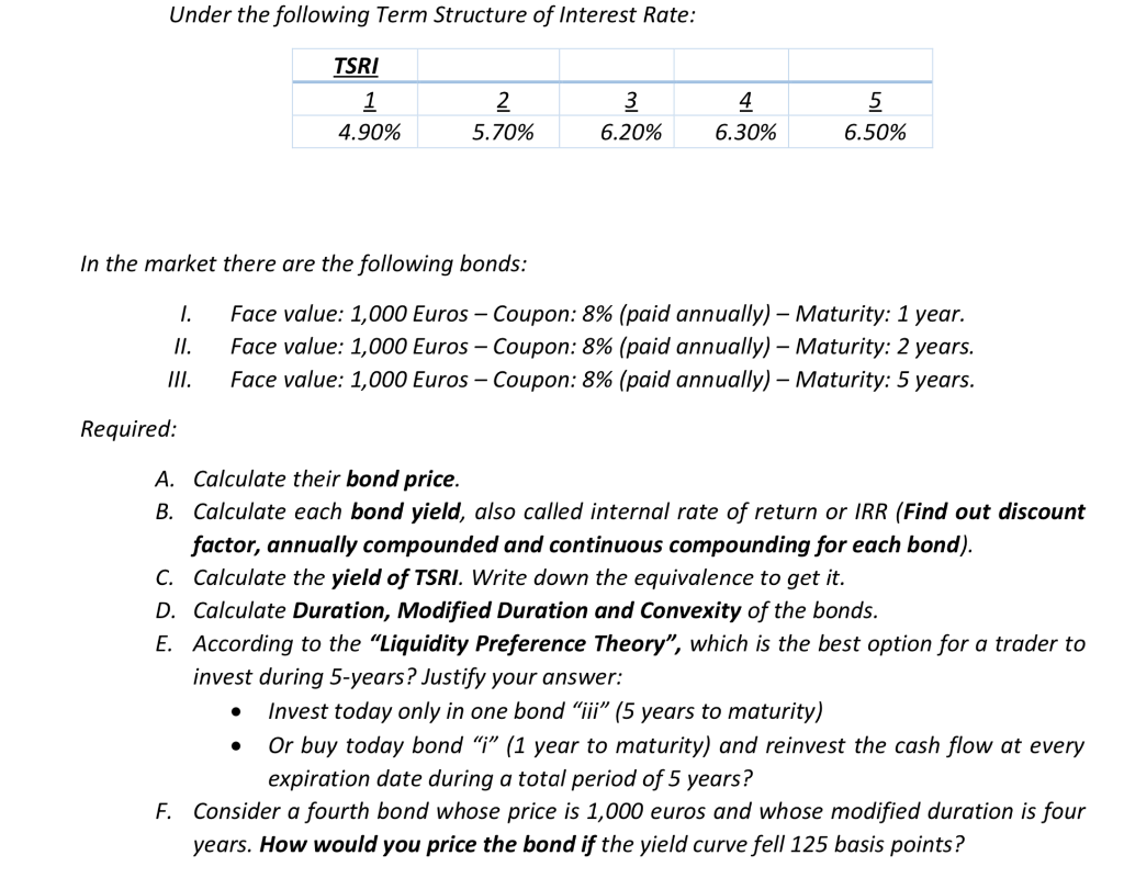 Solved Under the following Term Structure of Interest Rate: | Chegg.com