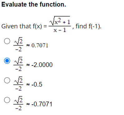 Solved Evaluate the function. Given that f(x)=x−1x2+1, find | Chegg.com