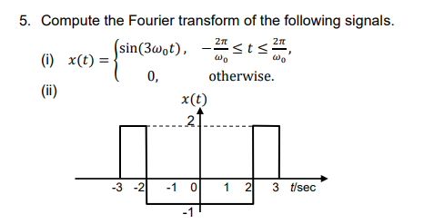 Solved WO 5. Compute the Fourier transform of the following | Chegg.com