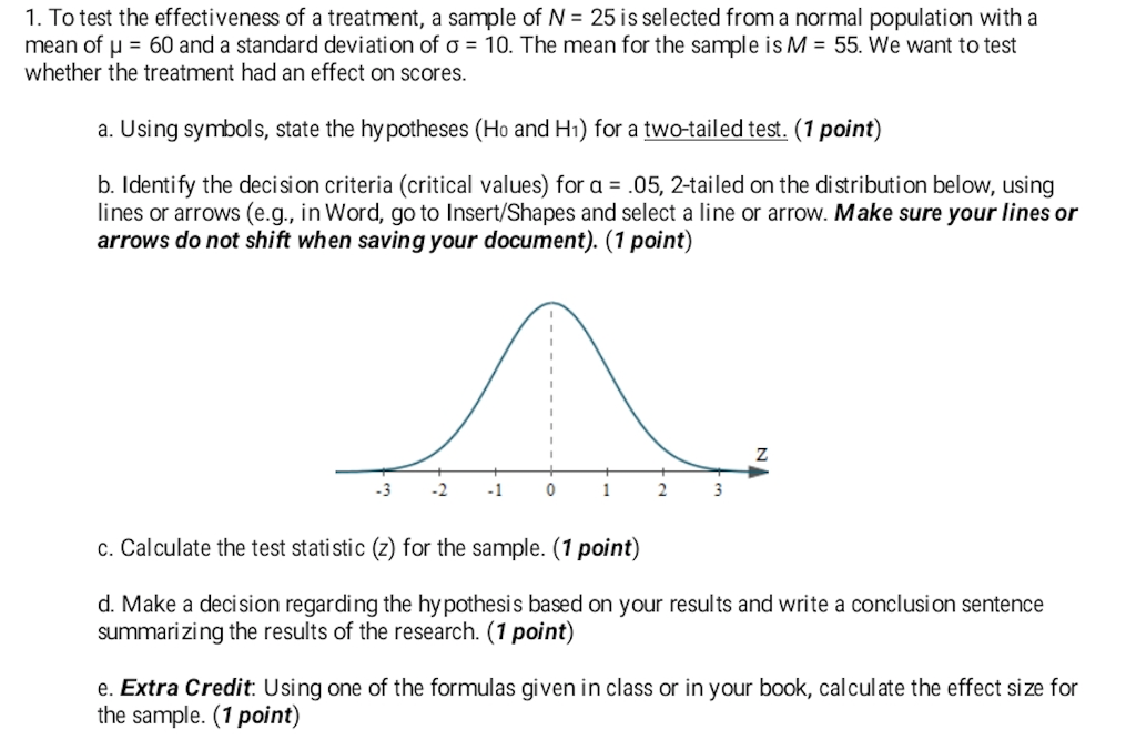 Solved 1. To test the effectiveness of a treatment, a sample | Chegg.com