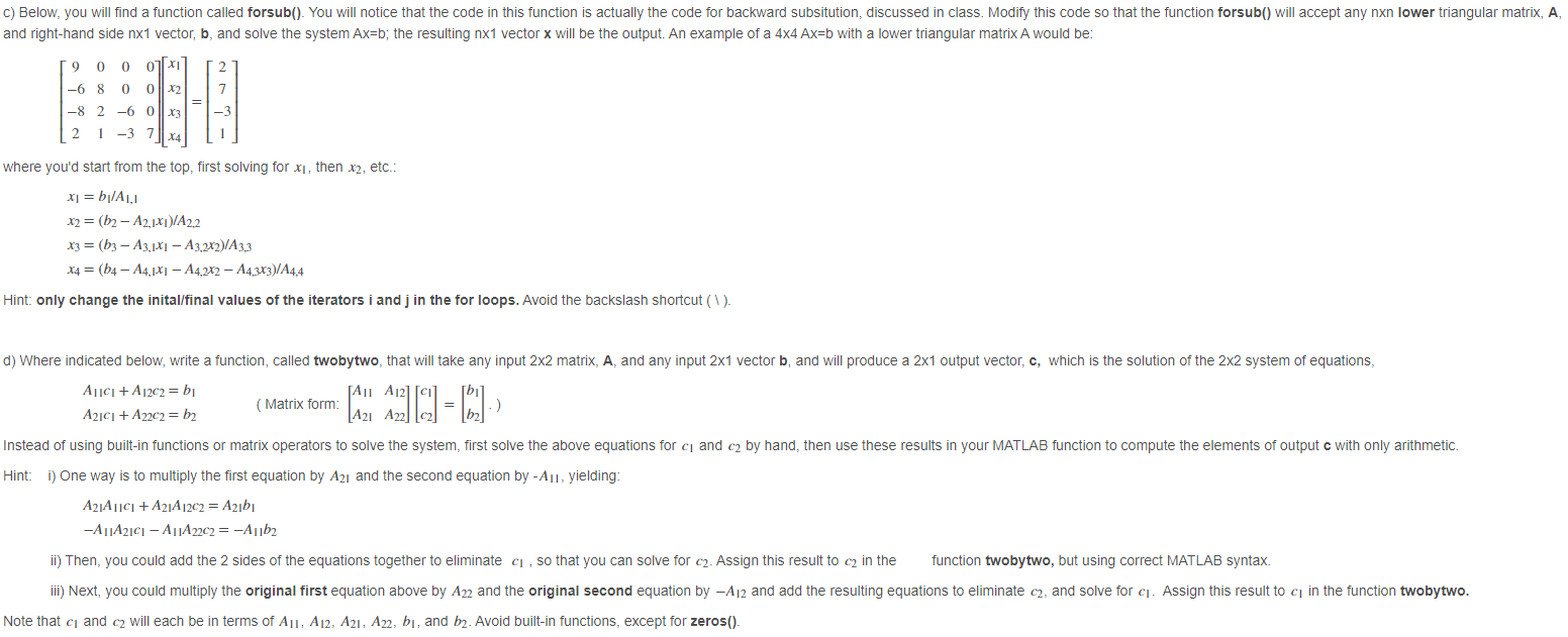 Solved matlab code MUST pass these cases and avoid MATLAB | Chegg.com