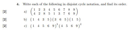 Solved 4. Write each of the following in disjoint cycle | Chegg.com