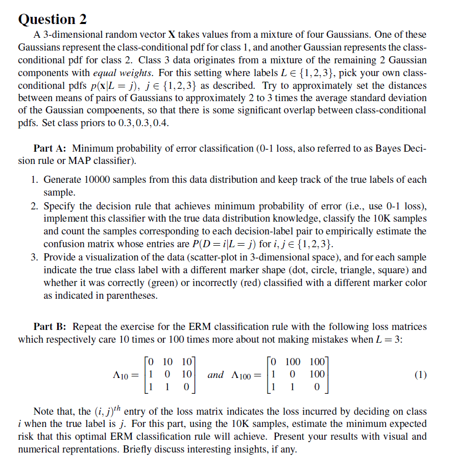 Question 2A 3-dimensional random vector x ﻿takes | Chegg.com