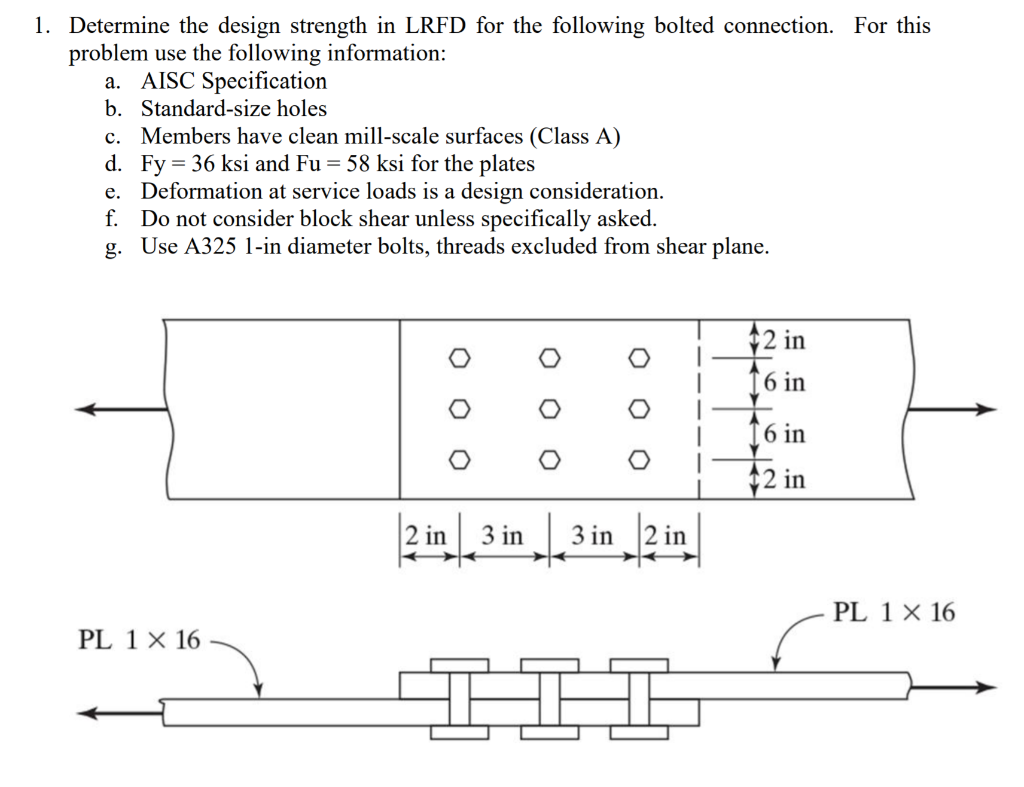 Solved 1. Determine the design strength in LRFD for the | Chegg.com