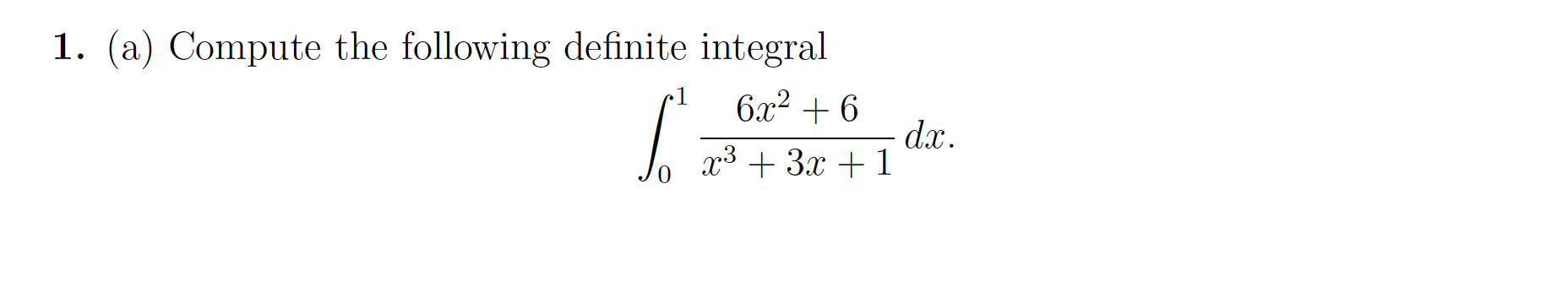 (a) ﻿Compute the following definite | Chegg.com