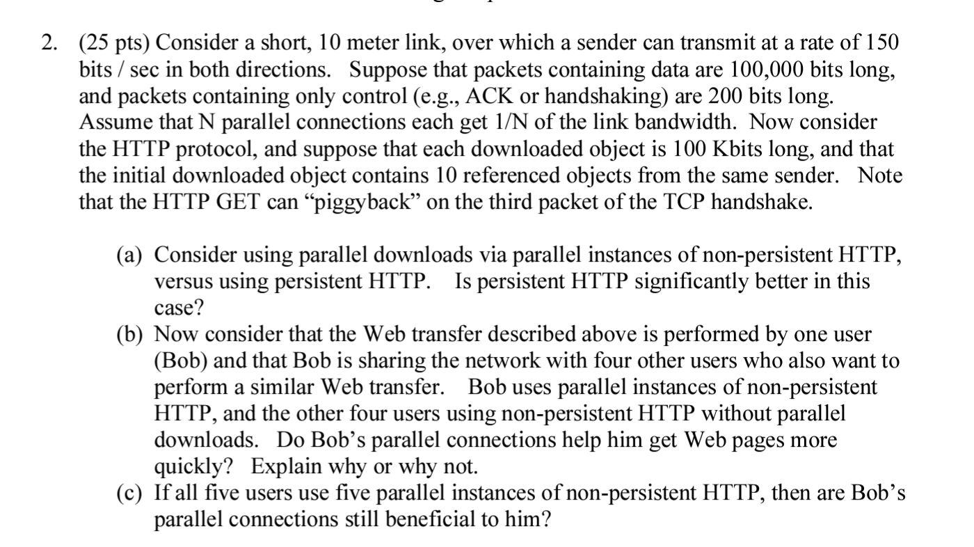 (25 pts) Consider a short, 10 meter link, over which | Chegg.com