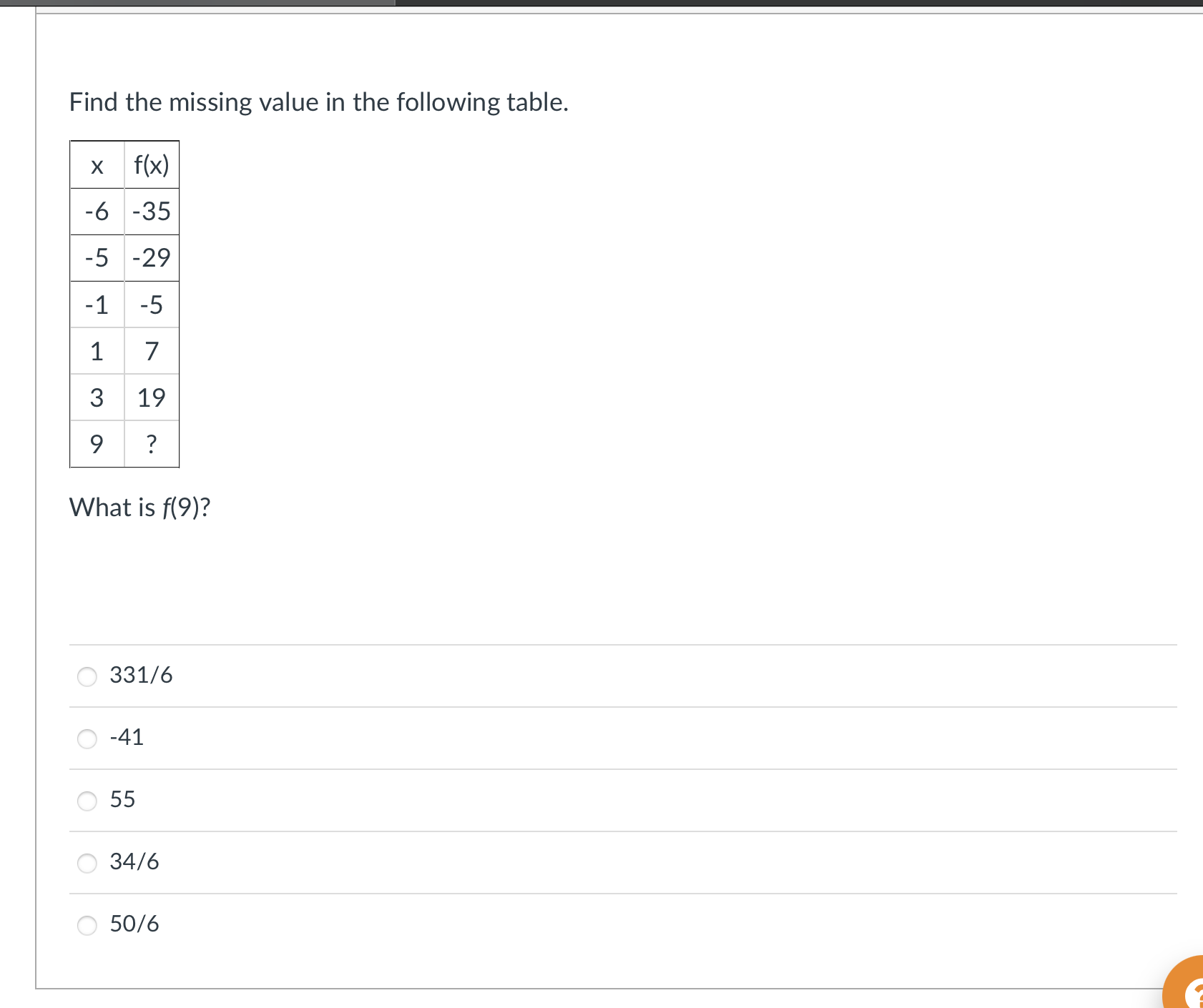 Solved Find the missing value in the following table. What | Chegg.com