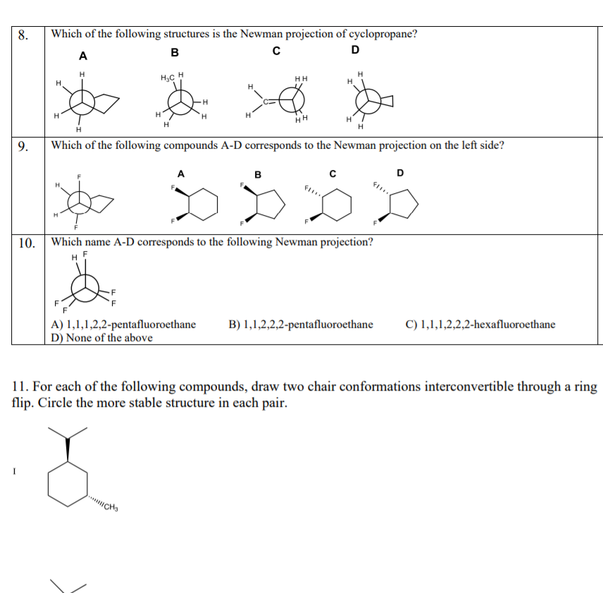 Solved 8. Which of the following structures is the Newman | Chegg.com
