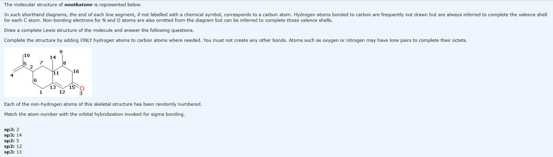 Solved The molecular structure of nootkatone is represented | Chegg.com