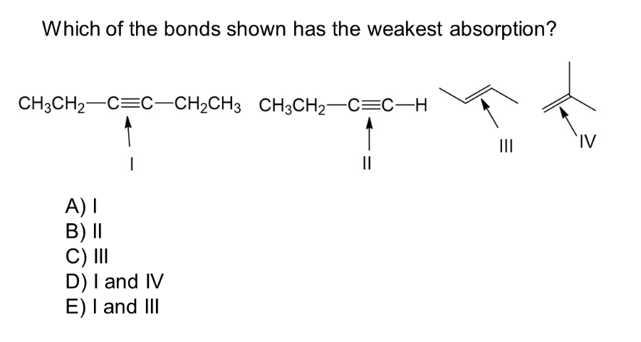 Solved Which of the bonds shown has the weakest absorption? | Chegg.com