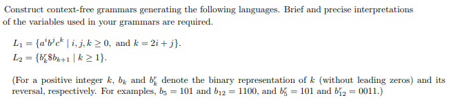 Solved Construct context-free grammars generating the | Chegg.com
