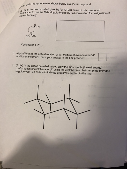 Solved total) The cyclohexane shown below is a chiral | Chegg.com