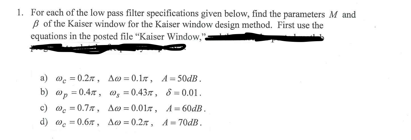 1. For each of the low pass filter specifications | Chegg.com