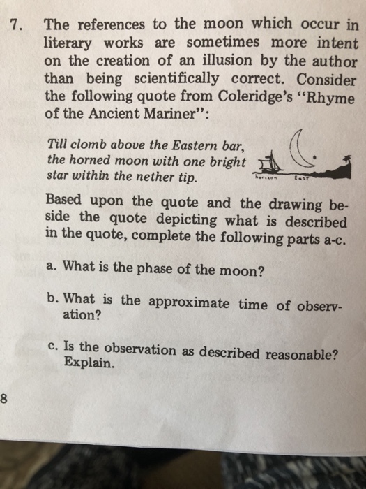 Solved 7. The references to the moon which occur in literary | Chegg.com