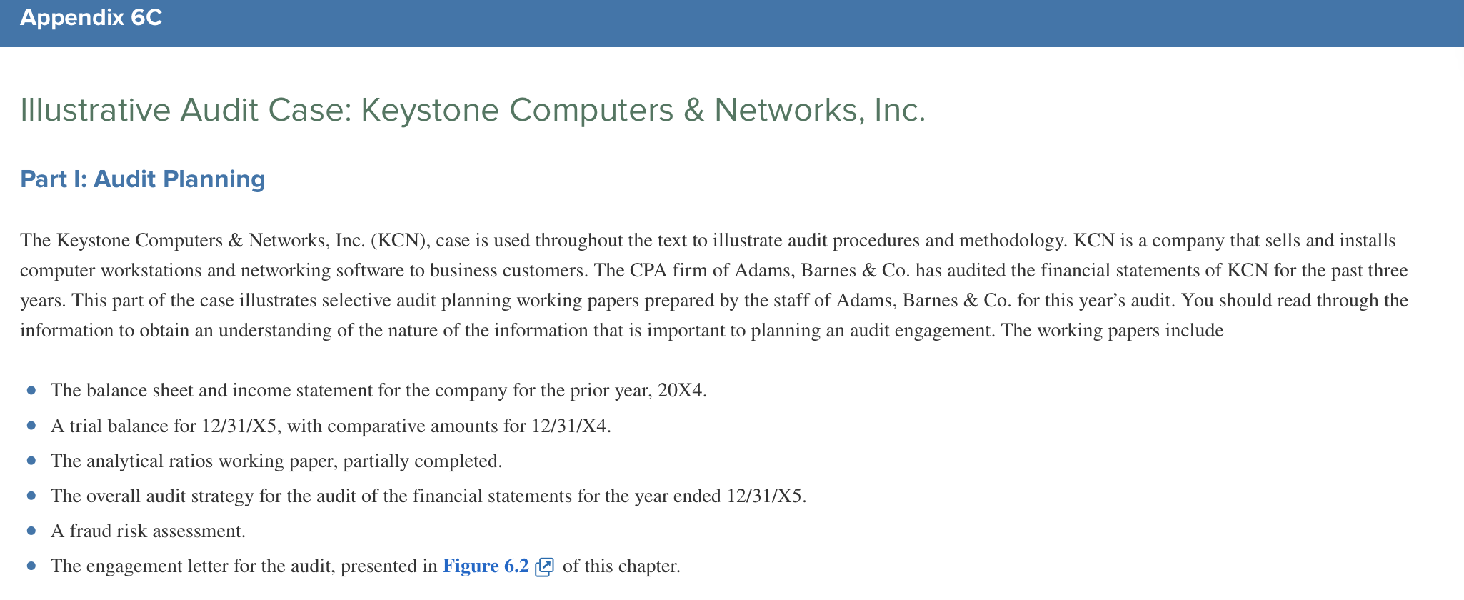 Appendix 6C Illustrative Audit Case: Keystone | Chegg.com