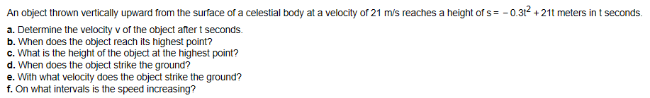 Solved An object thrown vertically upward from the surface | Chegg.com
