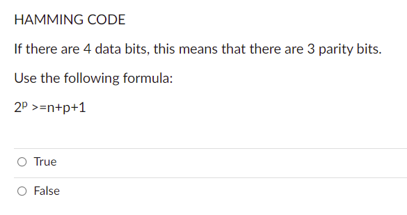 Solved HAMMING CODE If there are 4 data bits, this means | Chegg.com