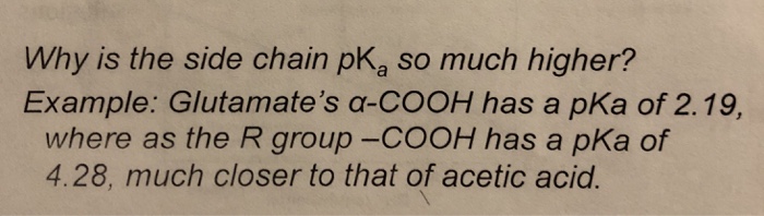 Solved Why is the side chain pKa so much higher? Example: | Chegg.com