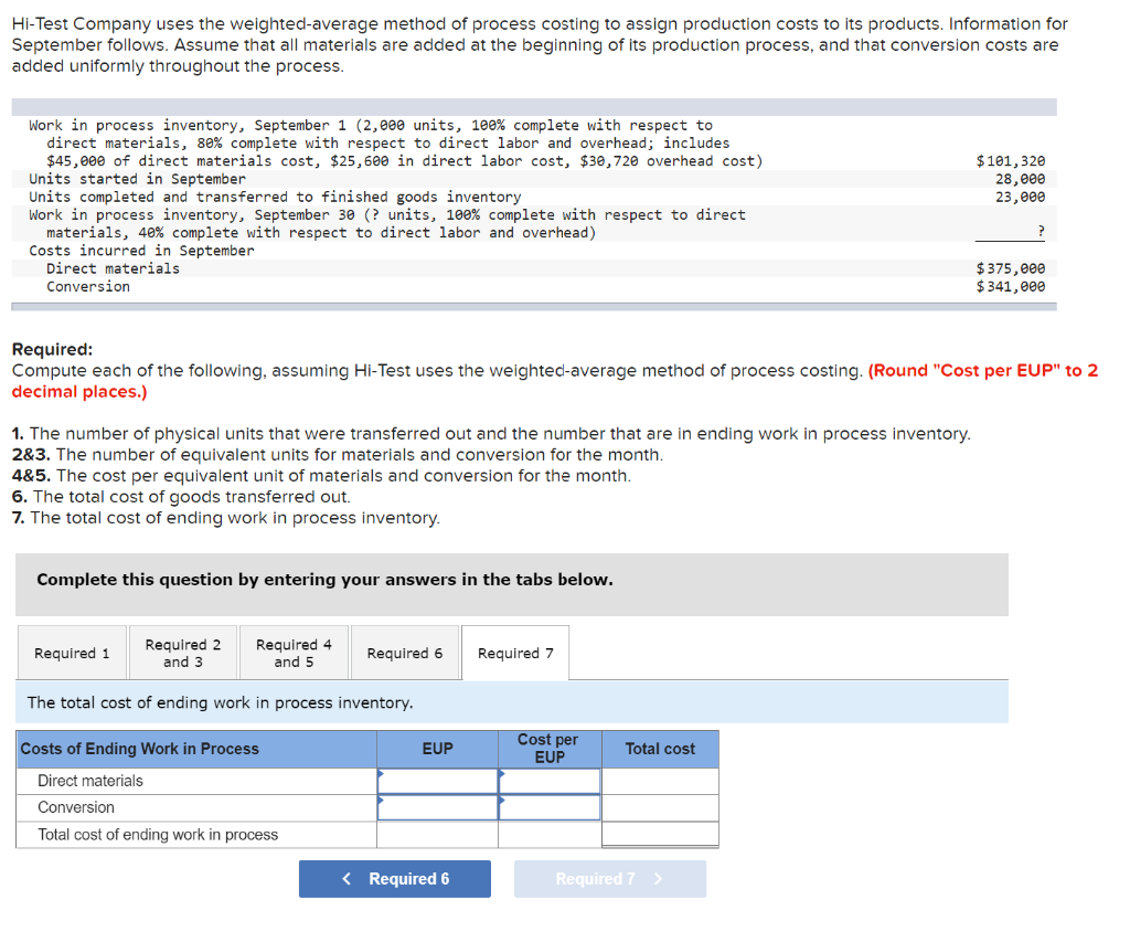 Solved Hi-Test Company uses the weighted-average method of | Chegg.com