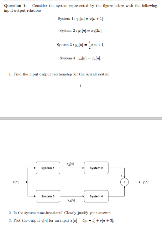 Solved Question 1: Consider the system represented by the | Chegg.com