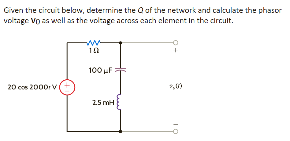 Solved Given the circuit below, determine the Q of the | Chegg.com