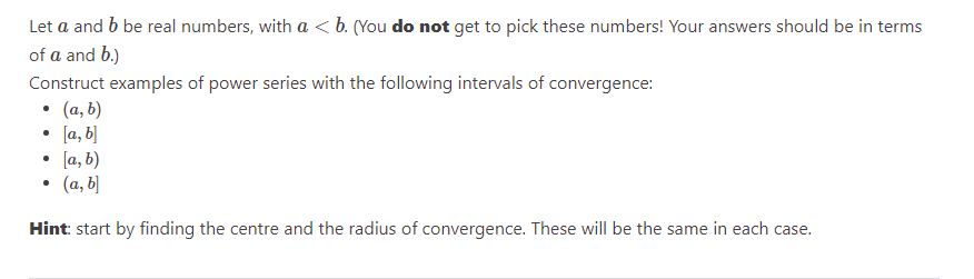Solved Let a and b be real numbers, with a | Chegg.com