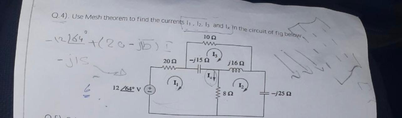 Solved Q.4). Use Mesh theorem to find the currents 11. 12. | Chegg.com