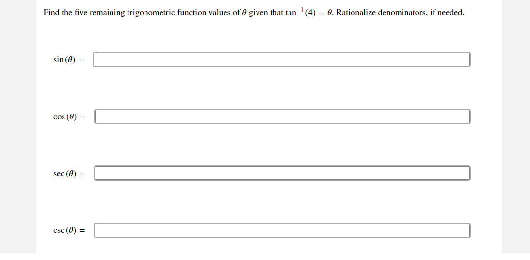 Solved Find the five remaining trigonometric function values | Chegg.com