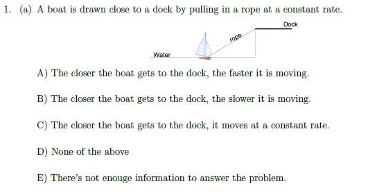 Solved 1. (a) A boat is drawn close to a dock by pulling in | Chegg.com