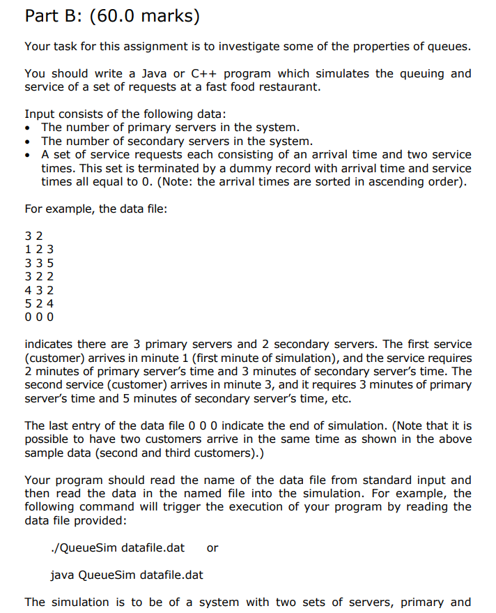 Solved Part B: (60.0 marks) Your task for this assignment is | Chegg.com