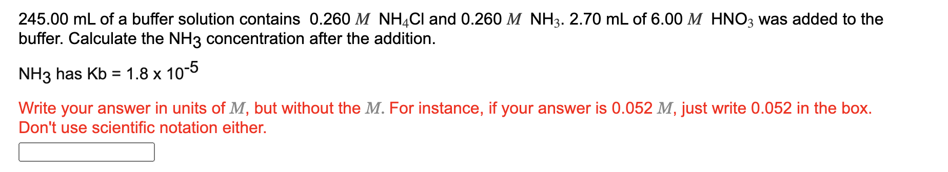 Solved 245.00 mL of a buffer solution contains 0.260 M NH4Cl | Chegg.com