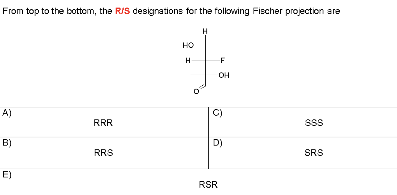 Solved From top to the bottom, the R/S designations for the | Chegg.com