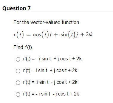 Solved For the vector-valued function | Chegg.com
